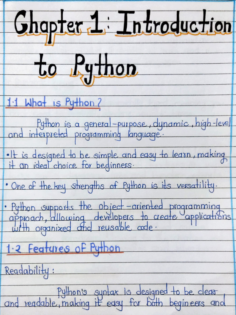 Pyhthon Handwritten Notes (1) | PDF | Python (Programming Language ...
