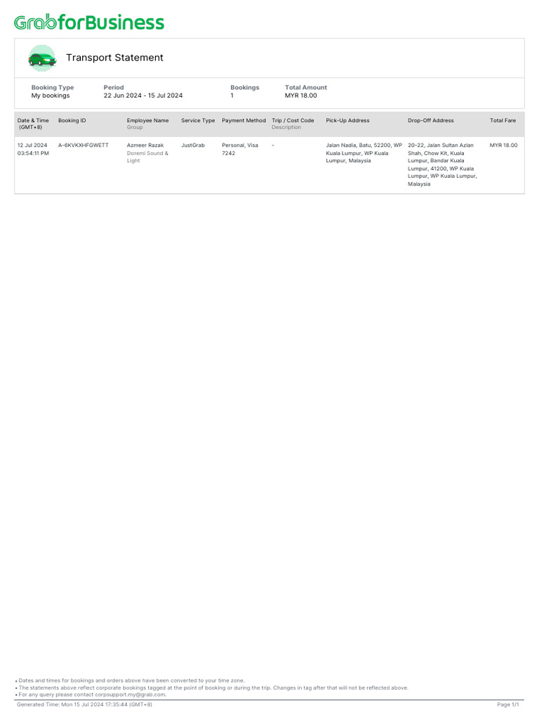 Grab Receipt | PDF