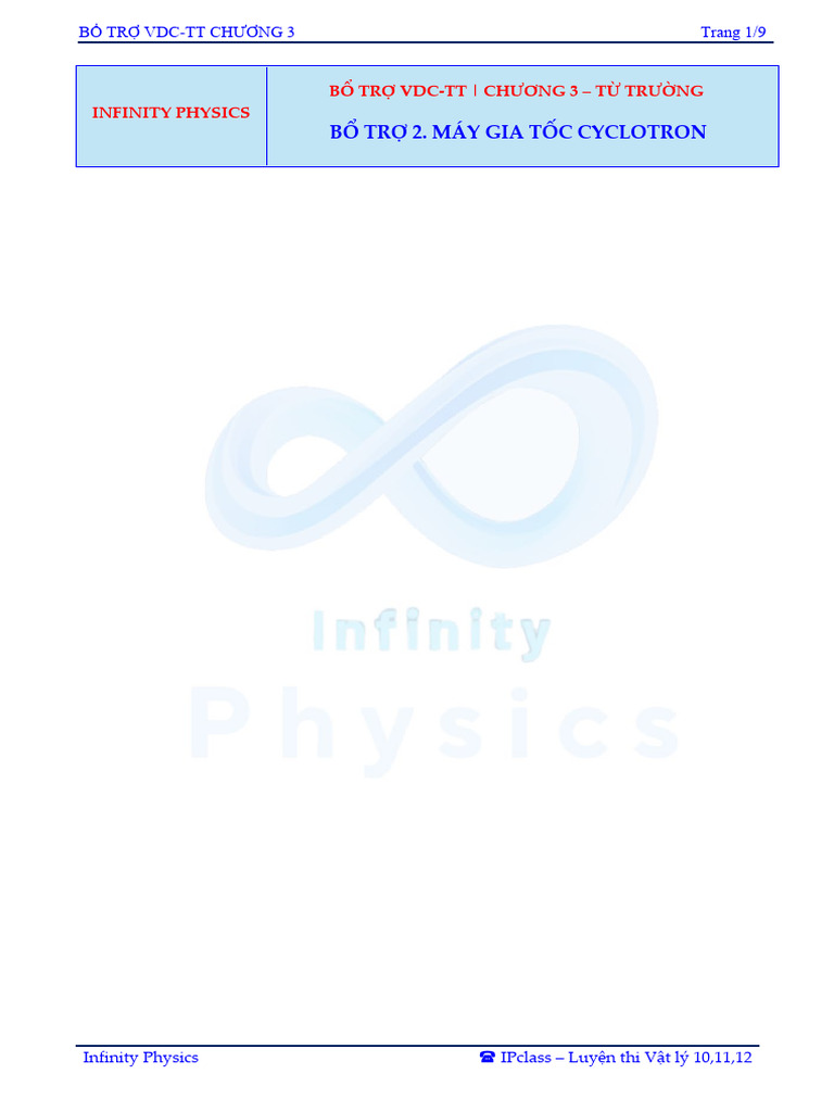 (VDCTT) - Chương 3 - Bổ trợ 2. Máy gia tốc cyclotron | PDF