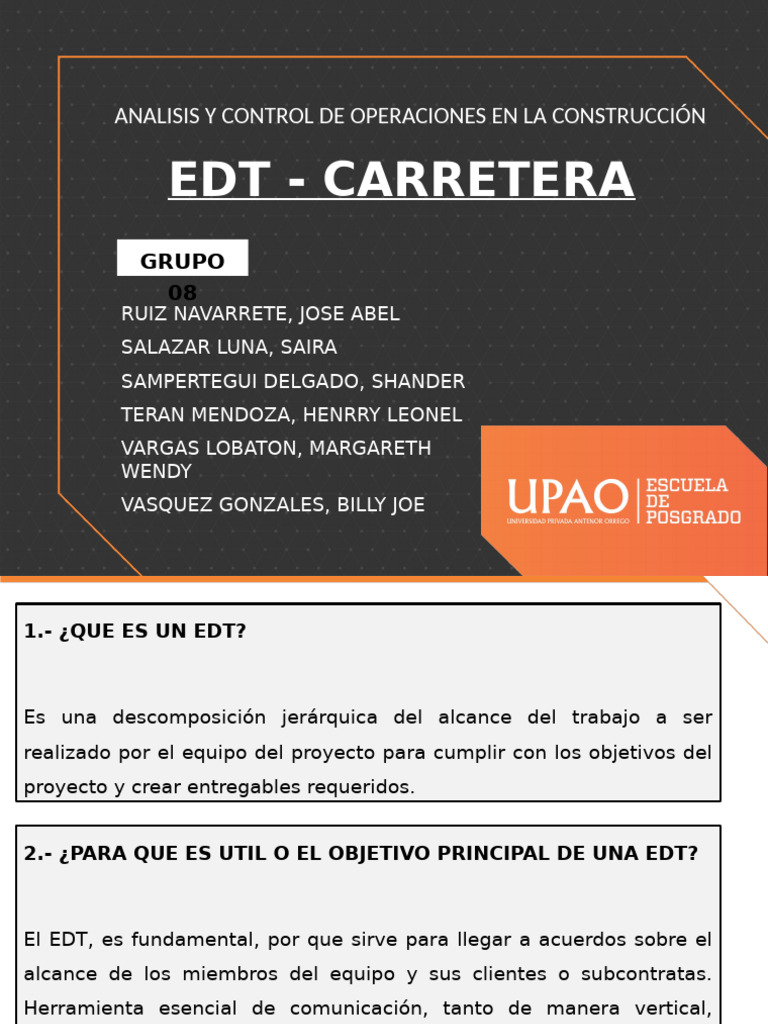 Edt - Carretera: Analisis Y Control de Operaciones en La Construcción | PDF