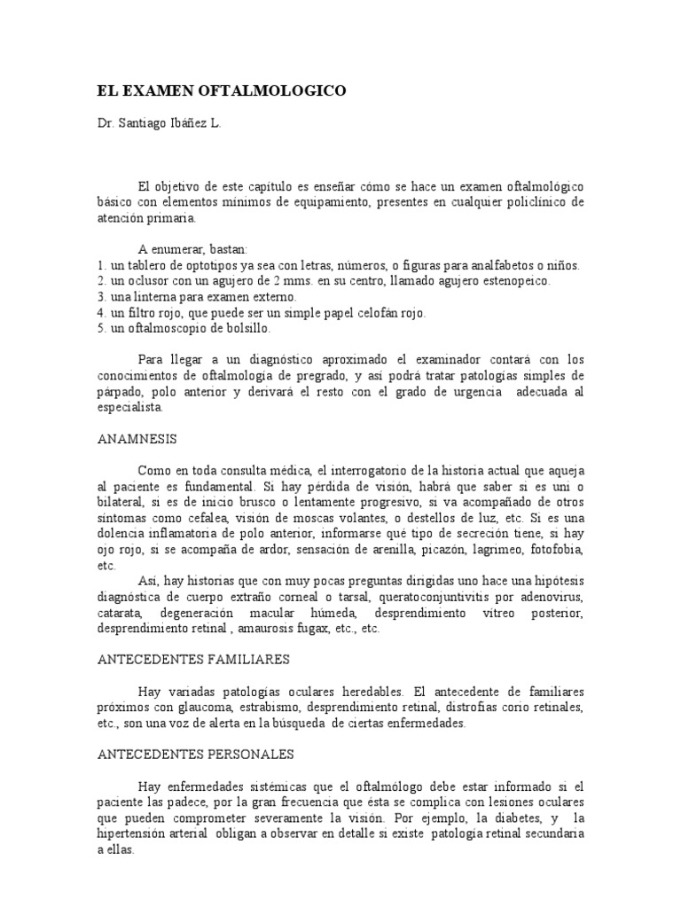 Examen Oftalmológico Básico | PDF | Ojo humano | Percepción visual