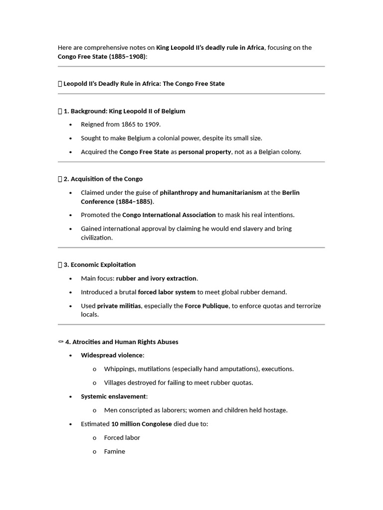 King Leopold II's Congo Atrocities Explained | PDF