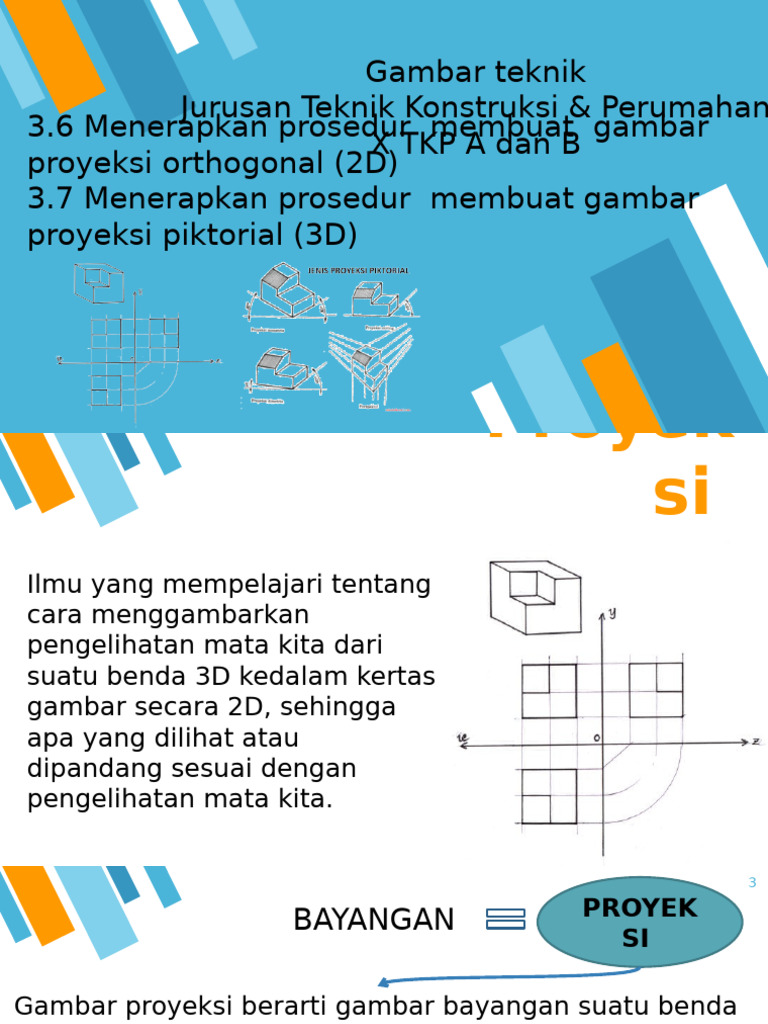 Prosedur Gambar Proyeksi Orthogonal & Piktorial | PDF