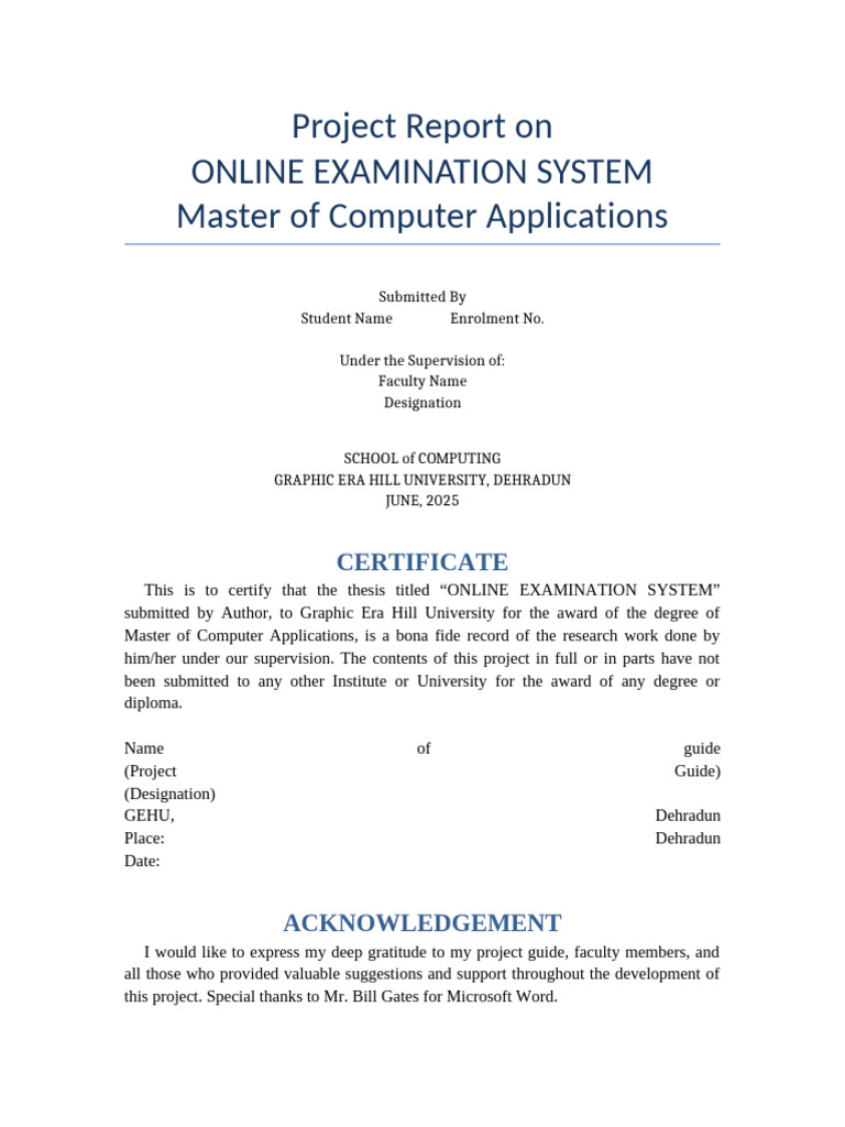Online Examination System Report Full | PDF | Standardized Tests ...