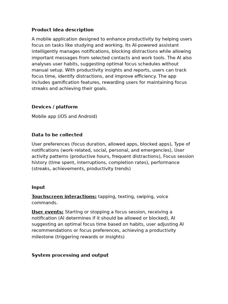 Product Idea Description | PDF