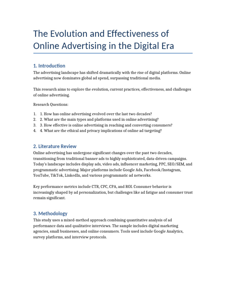 Online Advertising Research Project | PDF | Online Advertising ...