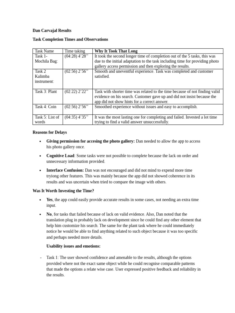 Task Analysis of Google Lens Users | PDF | Usability | Psychology