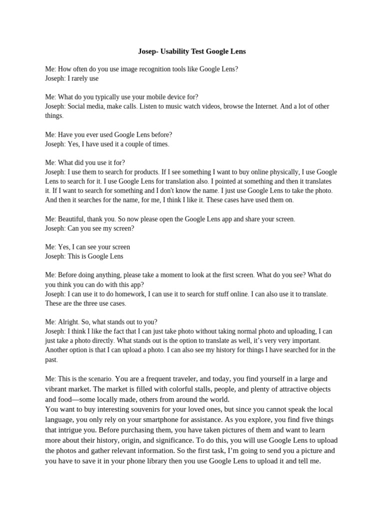 User Test Joseph Transcript | PDF | Cognition | Cognitive Science