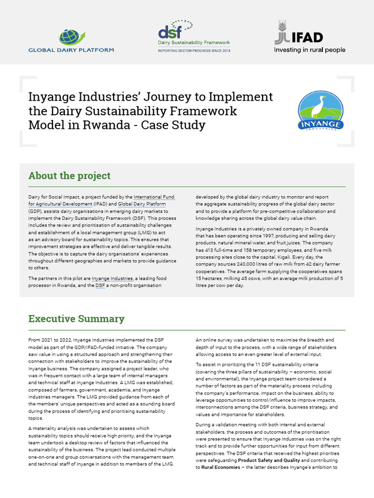 Inyange Industries' DSF Implementation in Rwanda | PDF | Sustainability ...