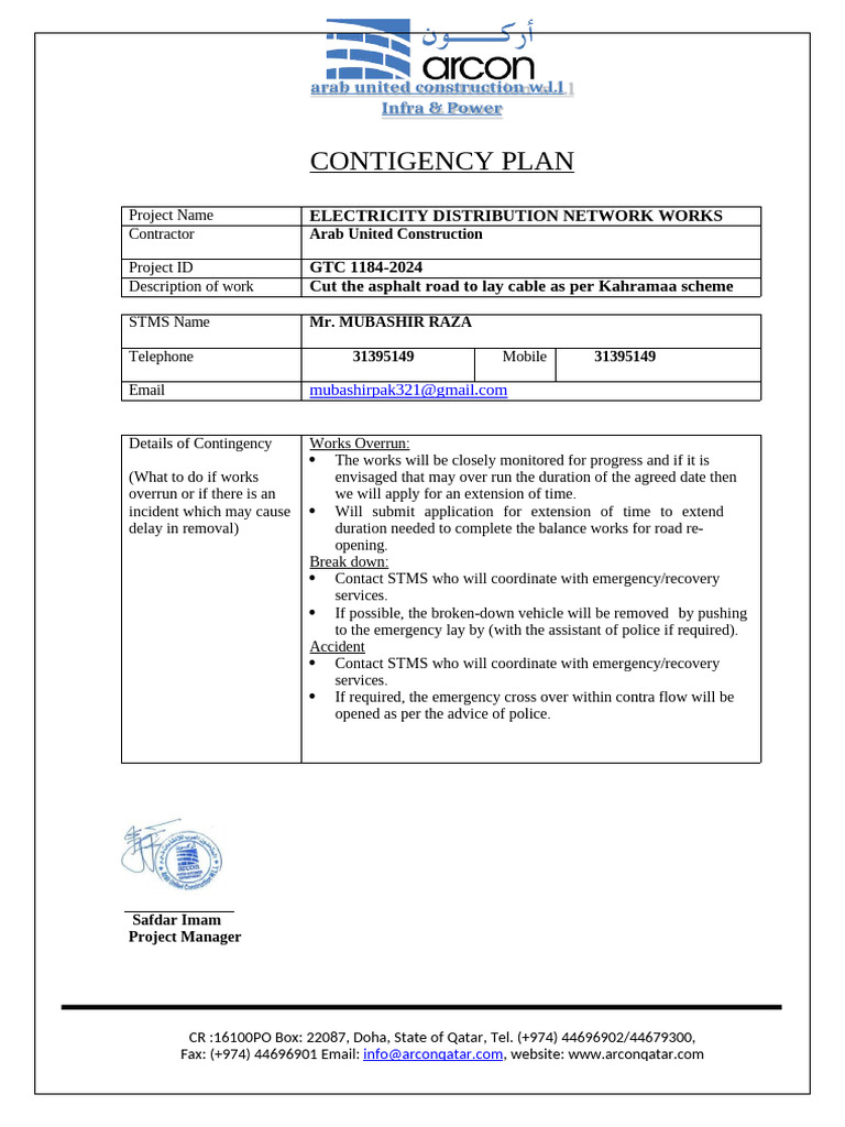 Contigency Plan New | PDF