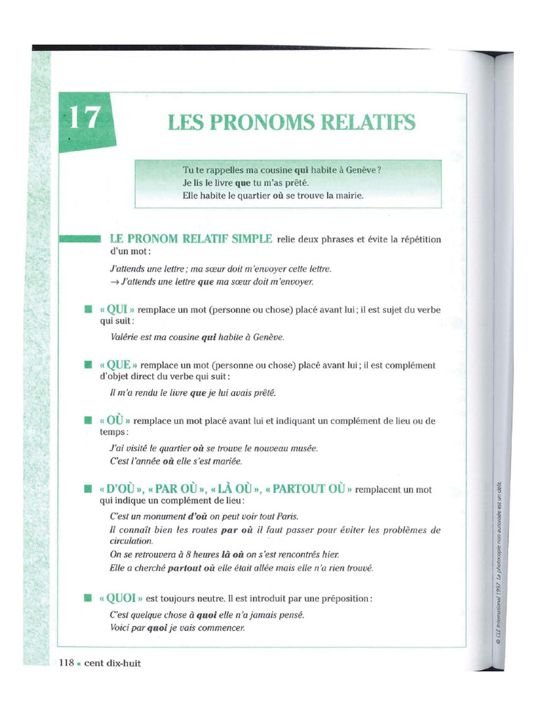 0 Les Pronoms Relatifs Simples Def | PDF