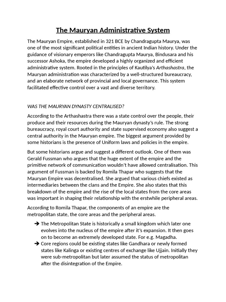 The Mauryan Administrative System | PDF