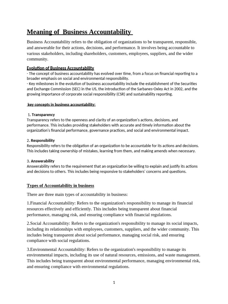 Lecture Note On Business Accountability | PDF | Audit | Internal Control