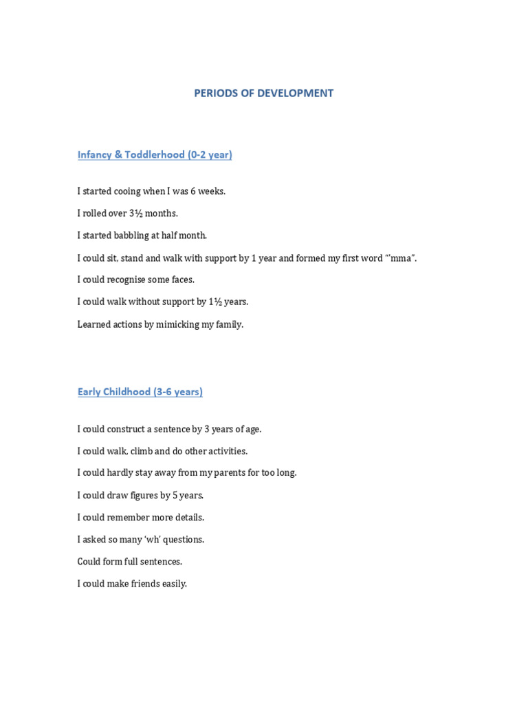 Developmental Milestones | PDF