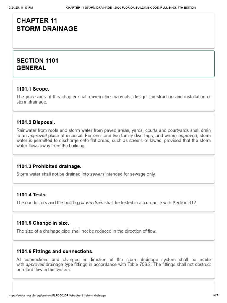 Chapter 11 Storm Drainage - 2020 Florida Building Code, Plumbing, 7th ...