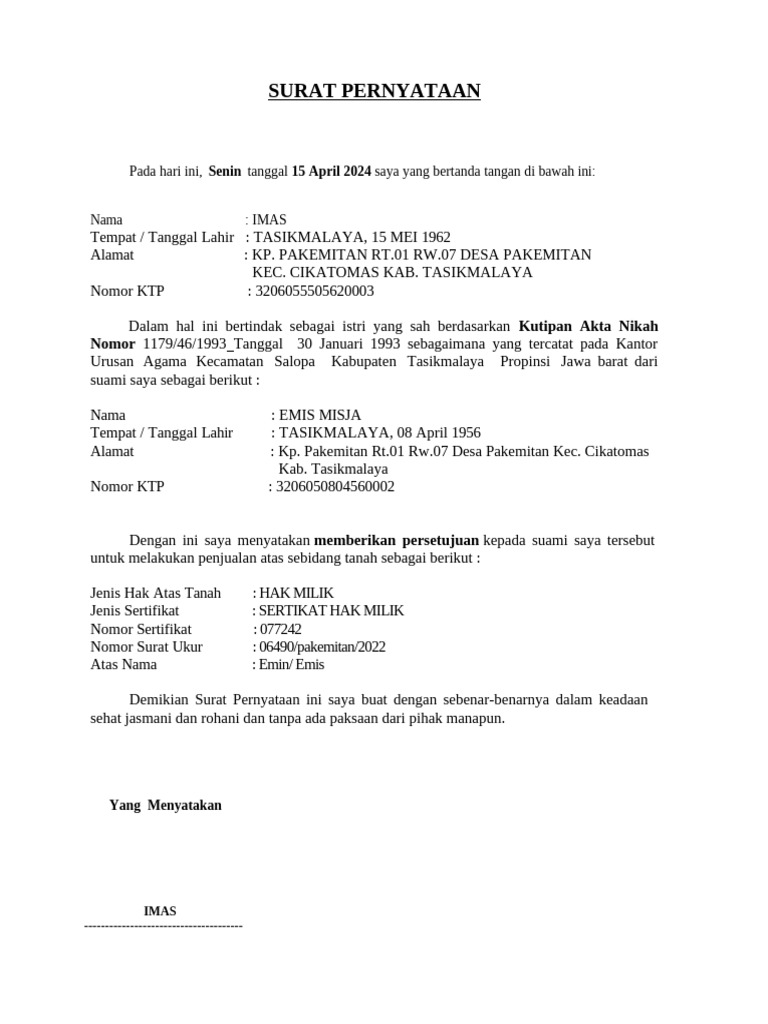 Surat Pernyataan | PDF