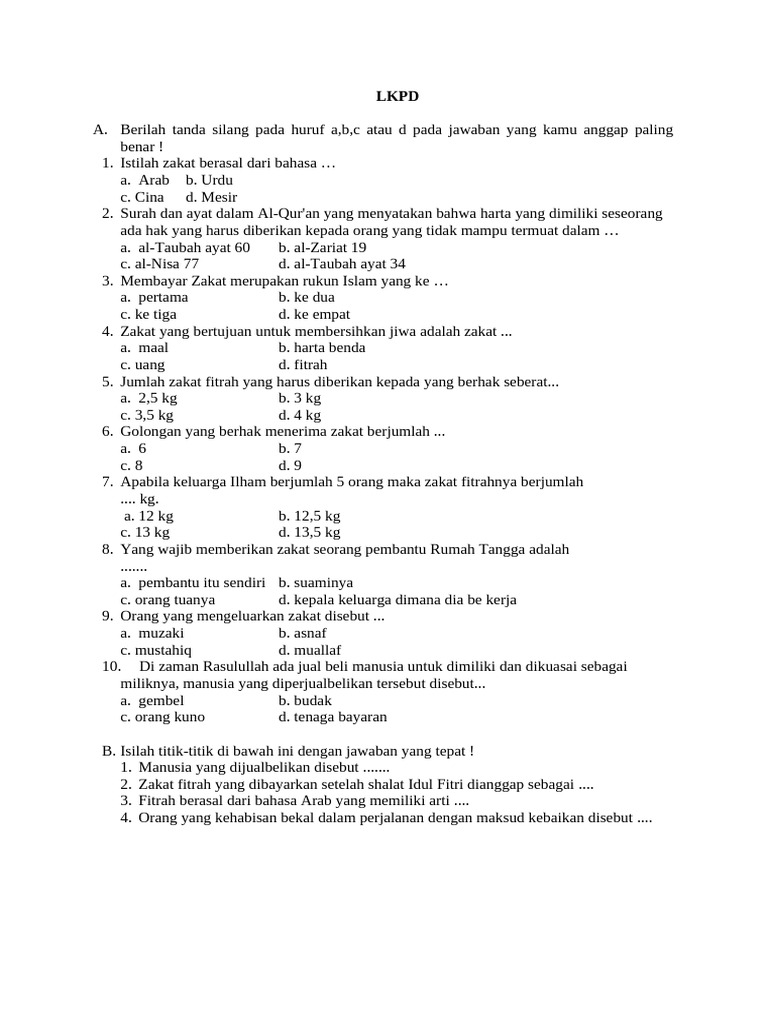 LKPD Zakat Fitrah | PDF