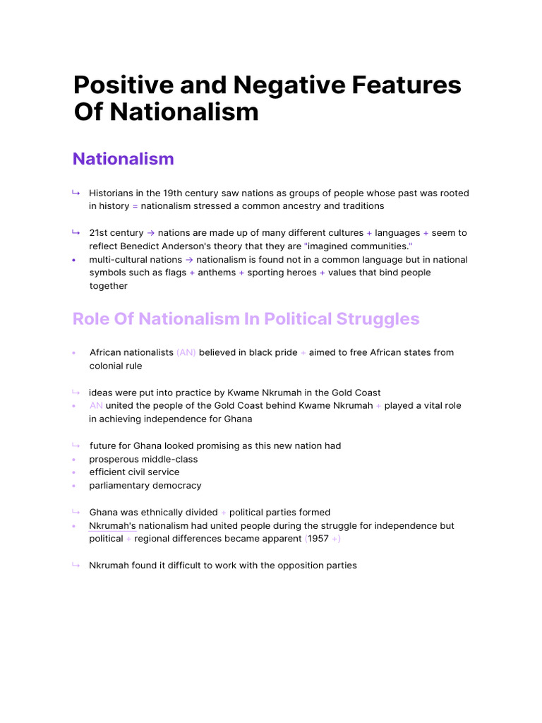 Positive and Negative Features of Nationalism | PDF | Nationalism | Ghana