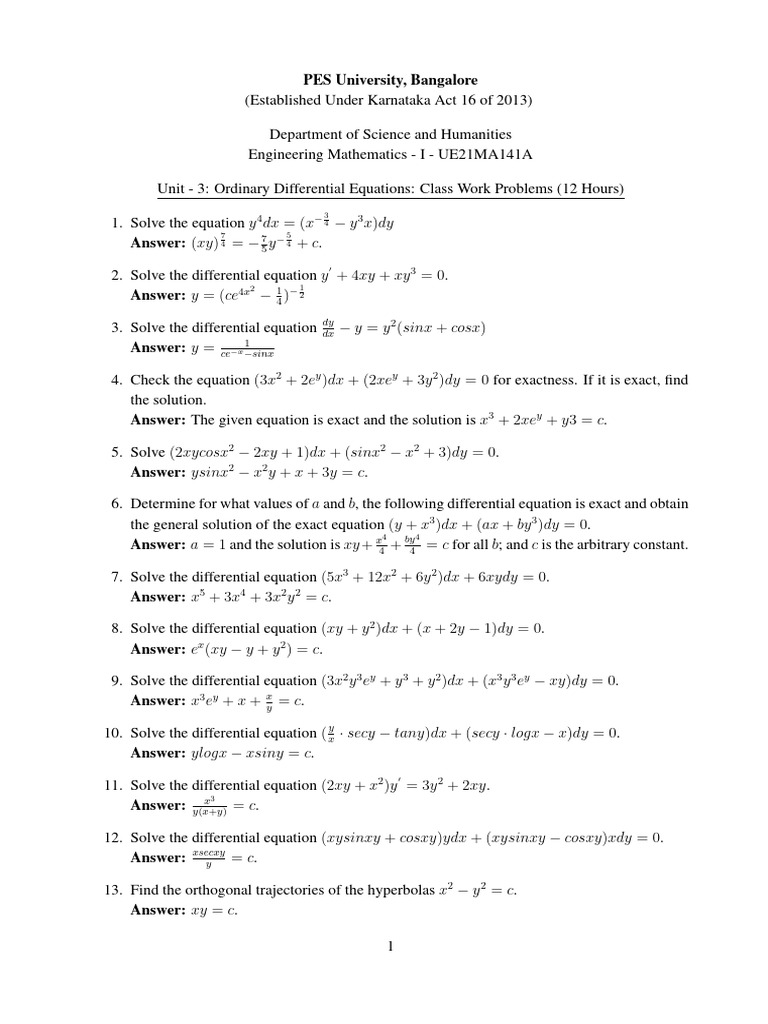 Unit 3&4 Class Work Problems | PDF | Equations | Mathematical Objects
