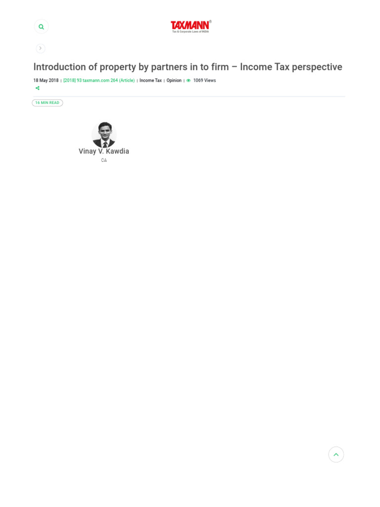 Introduction of Property by Partners in To Firm - Income Tax ...