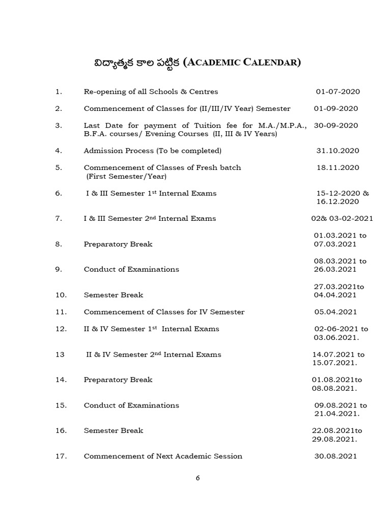 SPTU Academic Calendar Overview | PDF