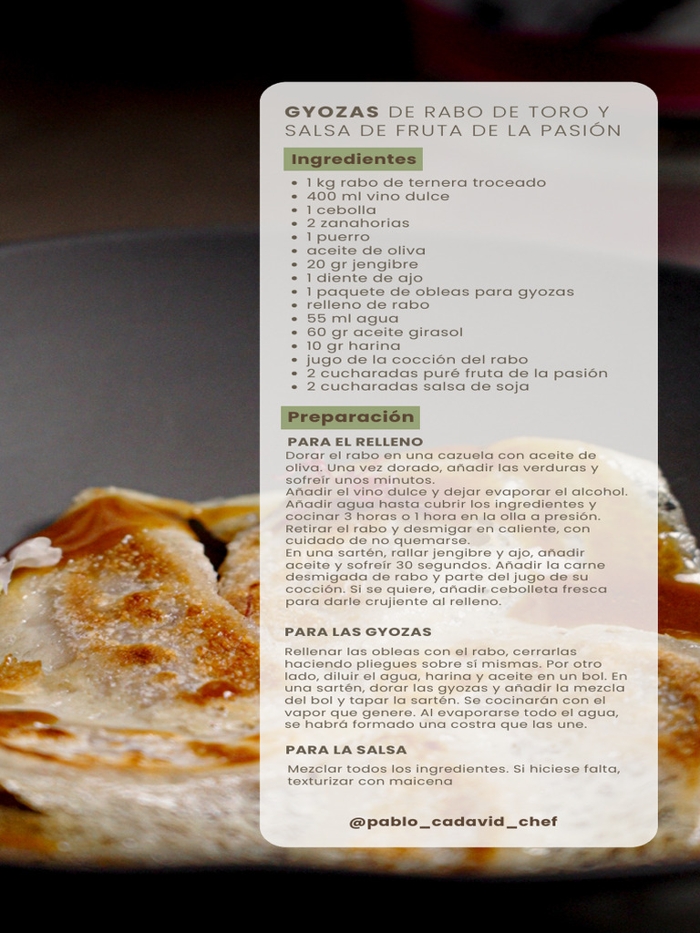 Receta Gyoza de Rabo de Toro | PDF