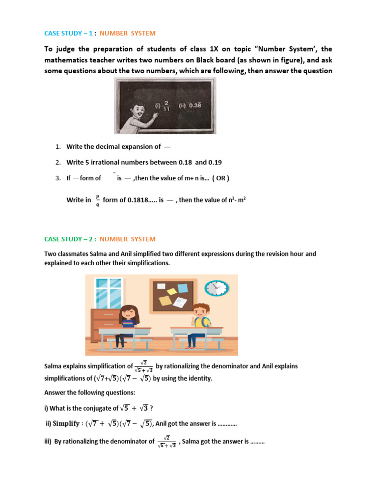 Number System Case Studies for Class 9 | PDF | Numbers | Mathematical ...