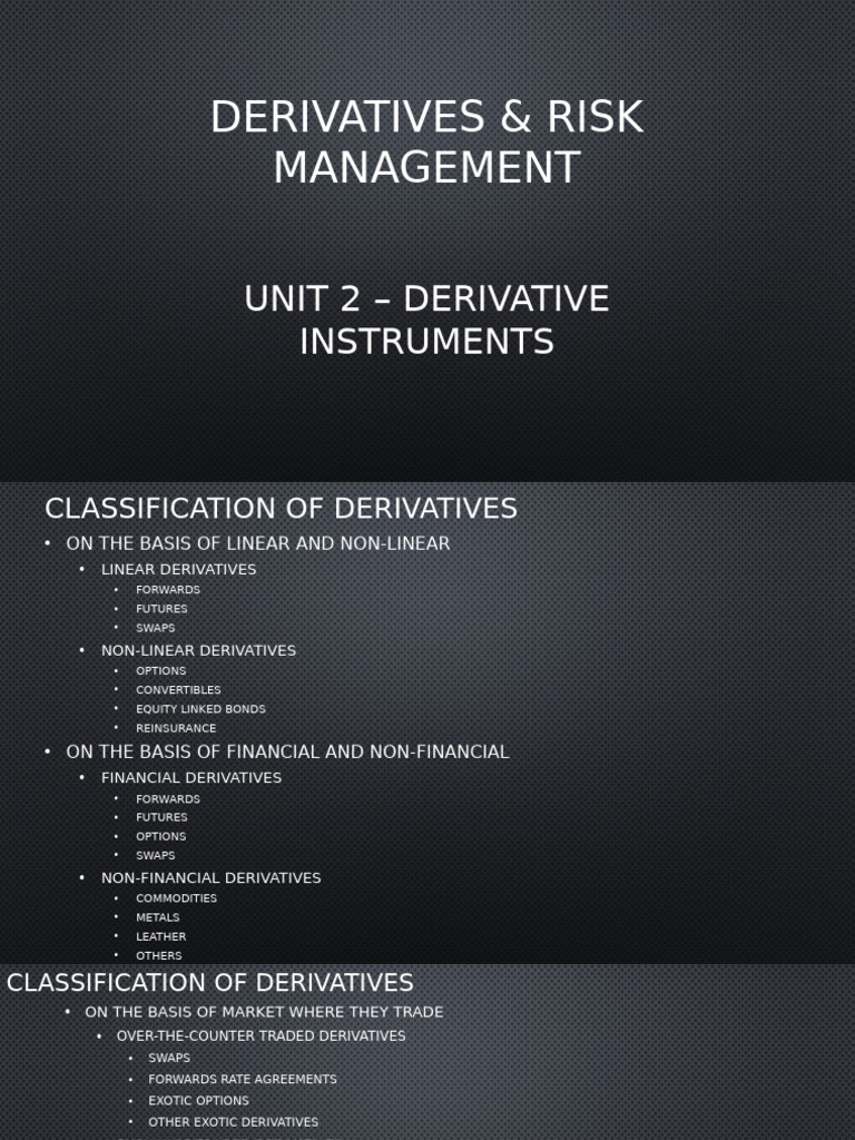 Unit 2 - Derivative Instruments | PDF | Futures Contract | Option (Finance)