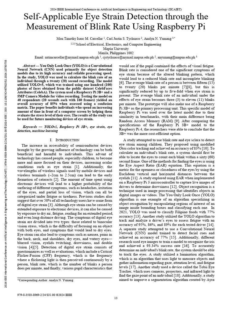 Self-Applicable Eye Strain Detection Through The Measurement of Blink ...