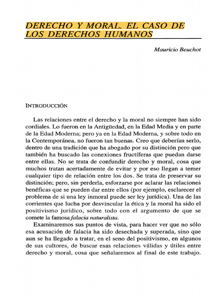 DERECHO Y MORAL EL CASO DE DERECHOS HUMANOS | PDF | La Ley natural | Moralidad