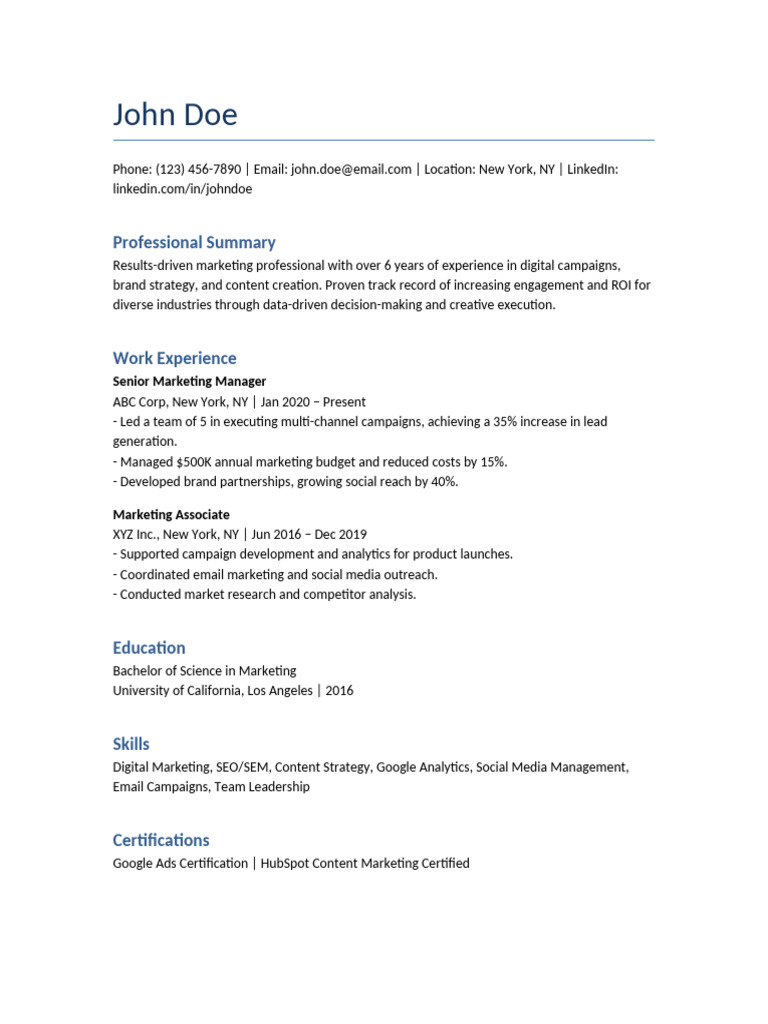 John Doe Resume | PDF