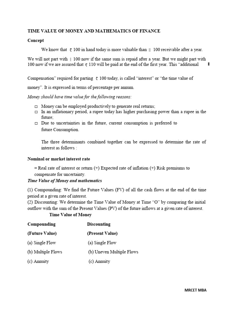 Financial Management TVM | PDF | Time Value Of Money | Present Value