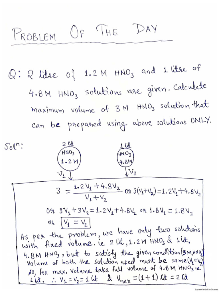 Problem of The Day - 1 (Liquid Solution) | PDF
