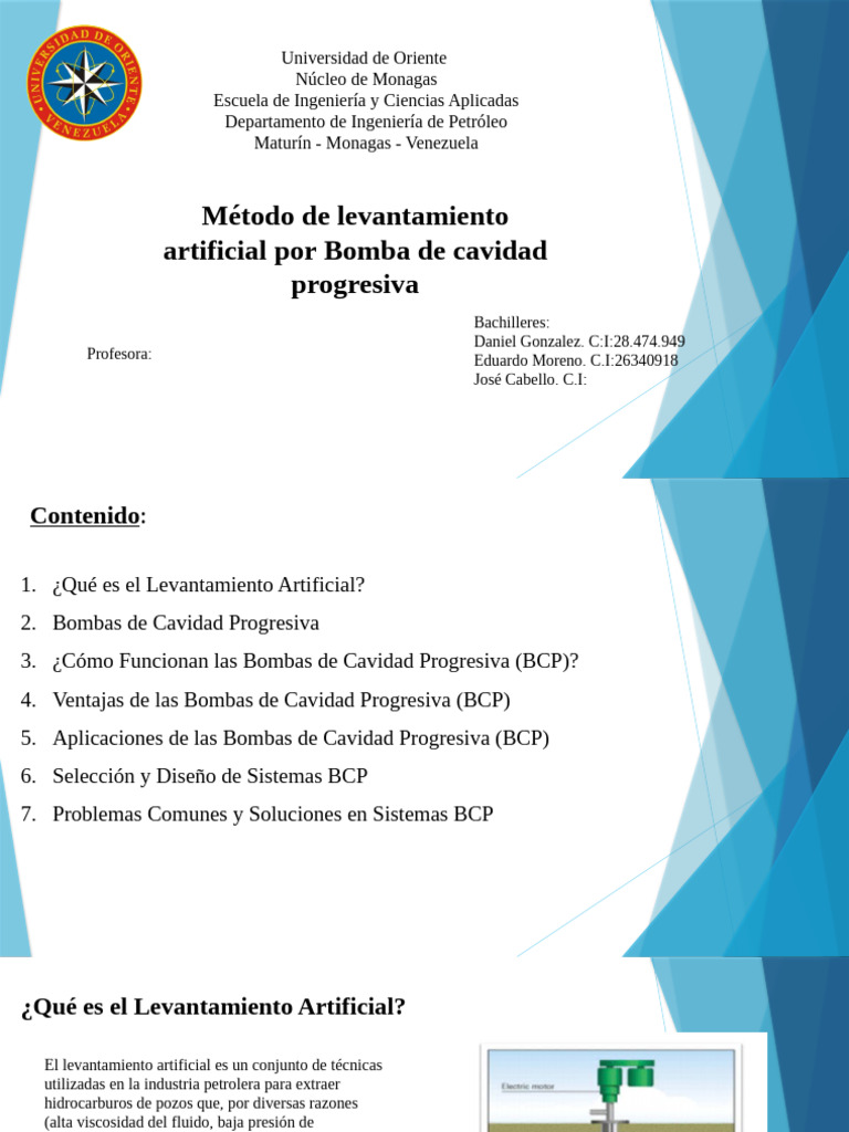 Metodo de Levantamiento Artificial Por Bomba de Cavidad Progresiva | PDF | Bomba | Ingeniería ...