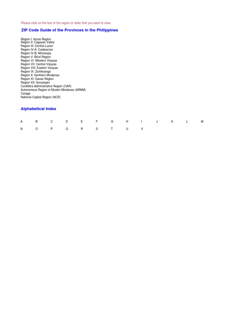 Phil Zip Code Guide in Philippines | PDF