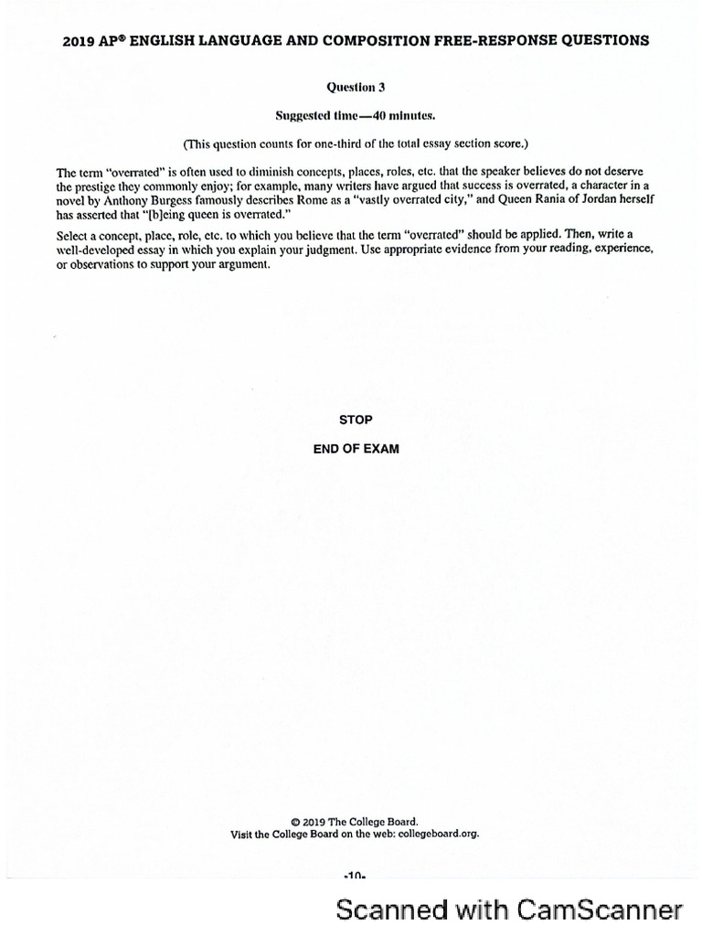 AP Language Exam Q3 | PDF