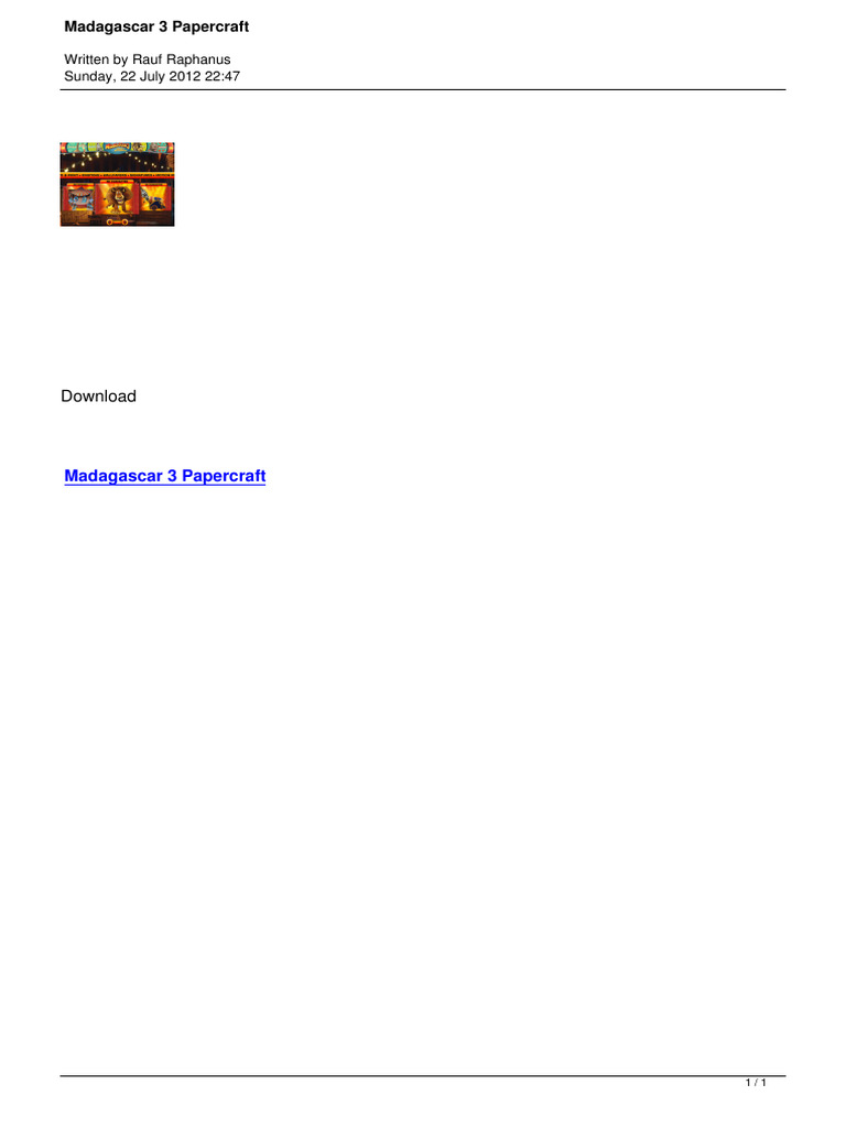 Madagascar 3 Papercraft | PDF