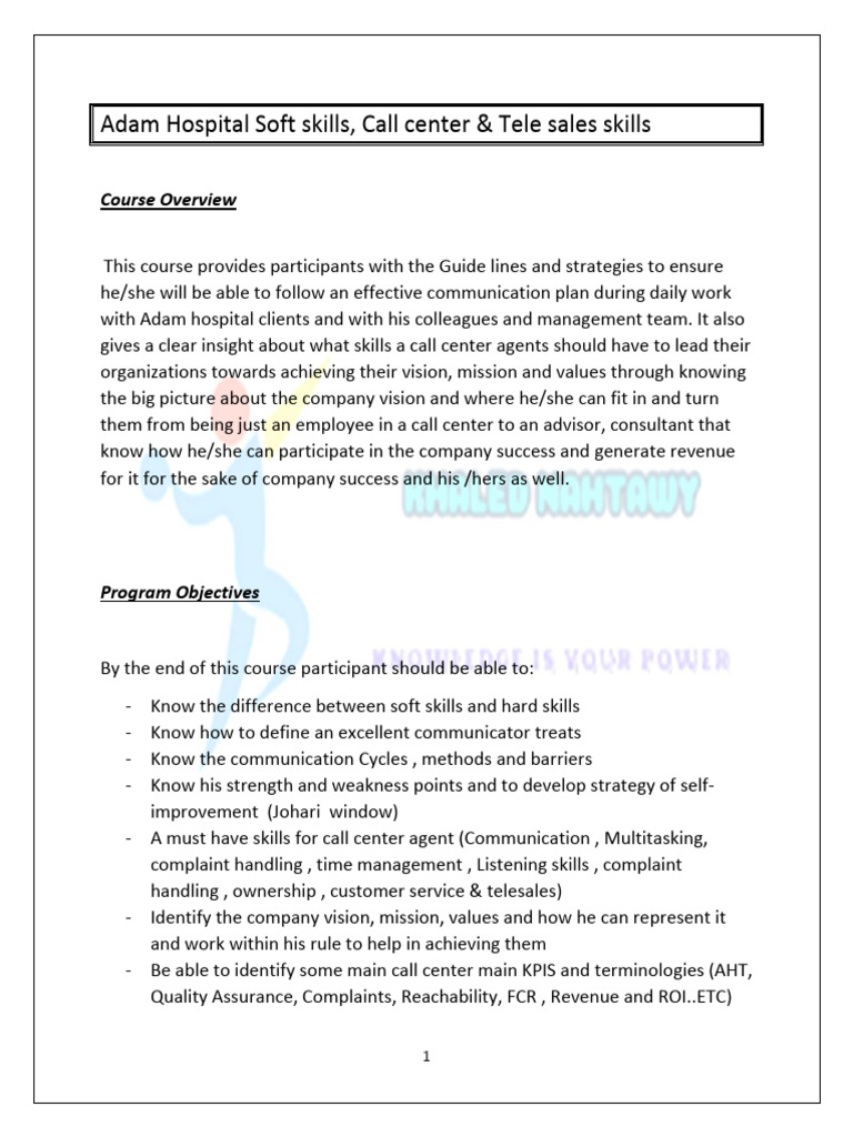 Soft Skills, CS, Telesales Adam Hospital | PDF | Business | Human Communication