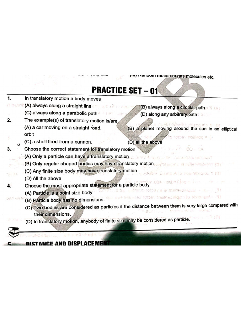 Motion in Straight Line - Practice Sets 1 To 8 | PDF