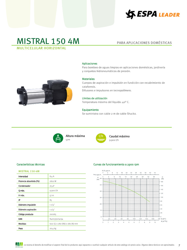Bomba de Superficie W Mistral M 10893183 Assemblysheet | PDF