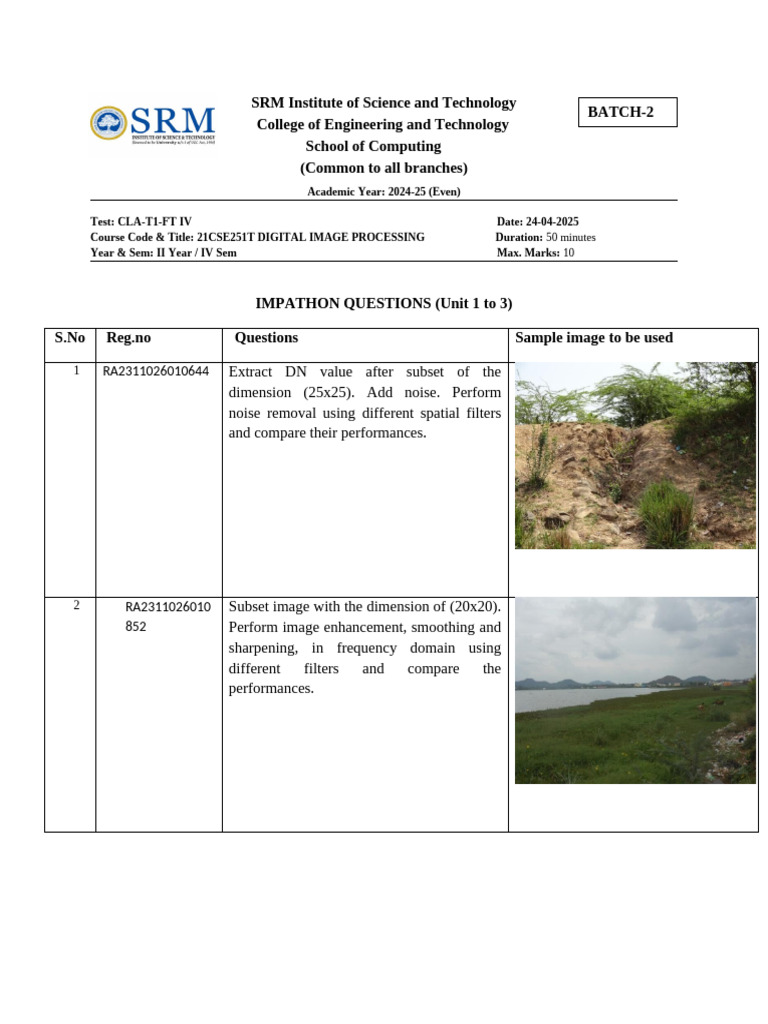 Impathon Ft4 Dip Batch 2 | PDF | Discrete Fourier Transform | Rgb Color Model
