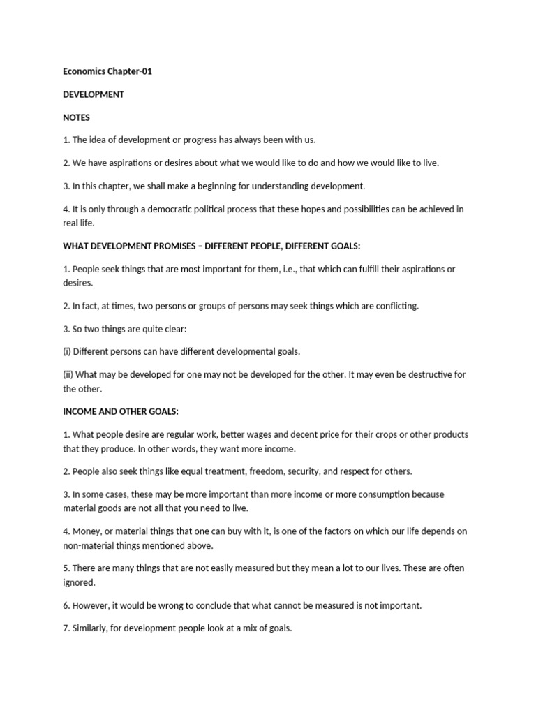 Economics Notes Chapter 1 | PDF | Income | Economics