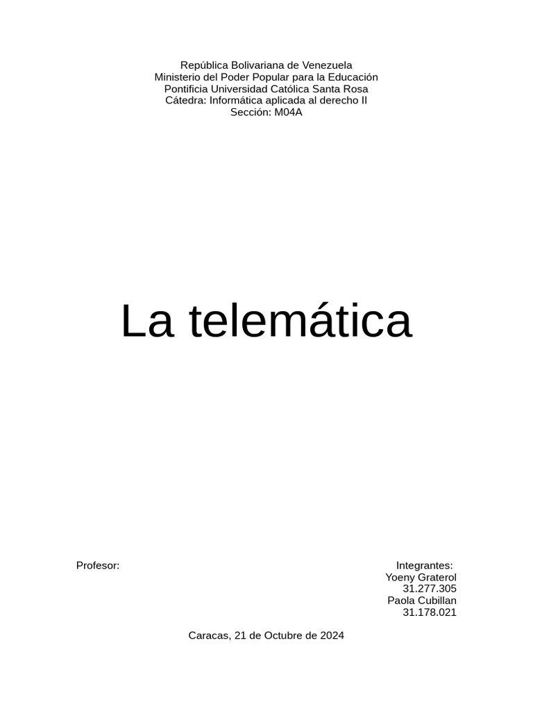La Telematica | PDF | Telecomunicaciones | Informática