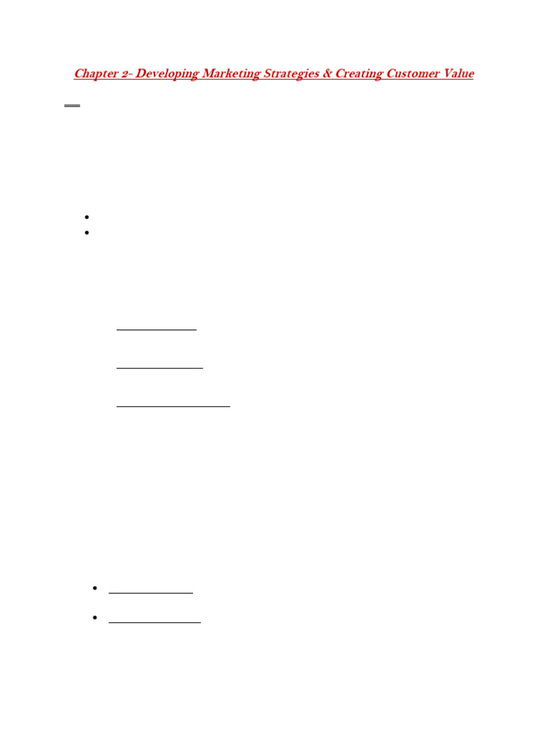 Marketing Strategies For Customer Value Pdf Marketing Marketing