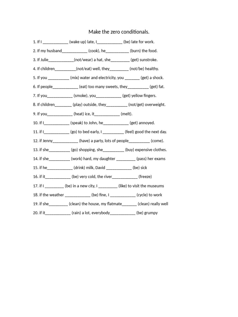 Zero Conditionals 1bach. | PDF