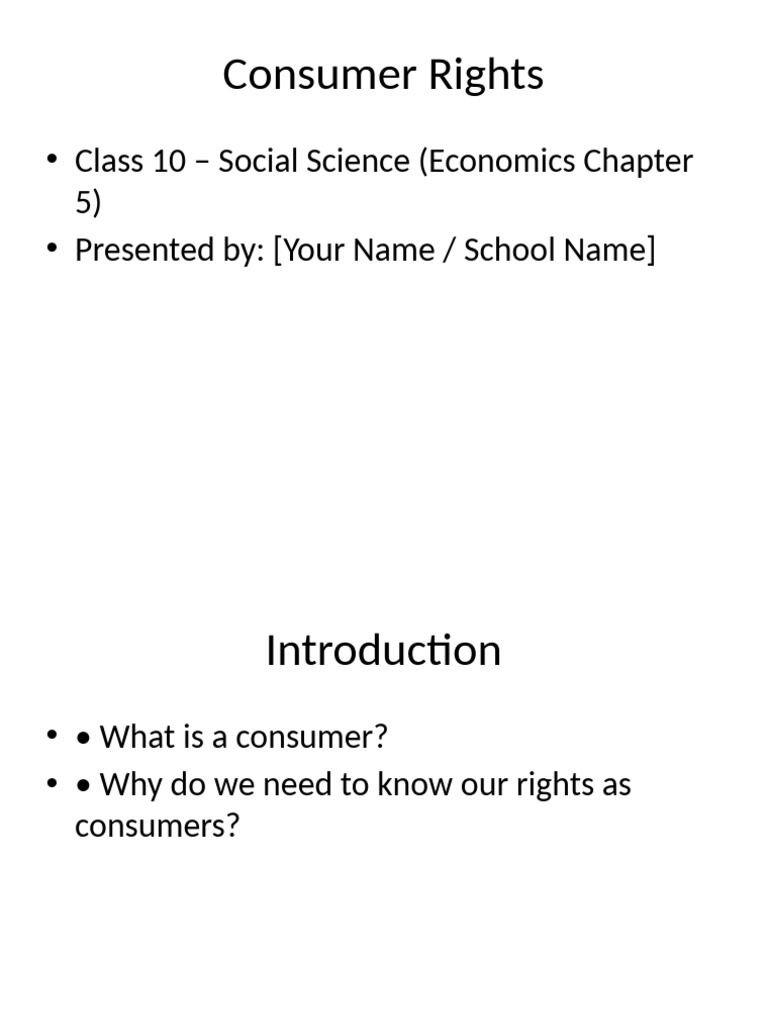 Consumer Rights Class 10 | PDF | Consumer Protection | Economies