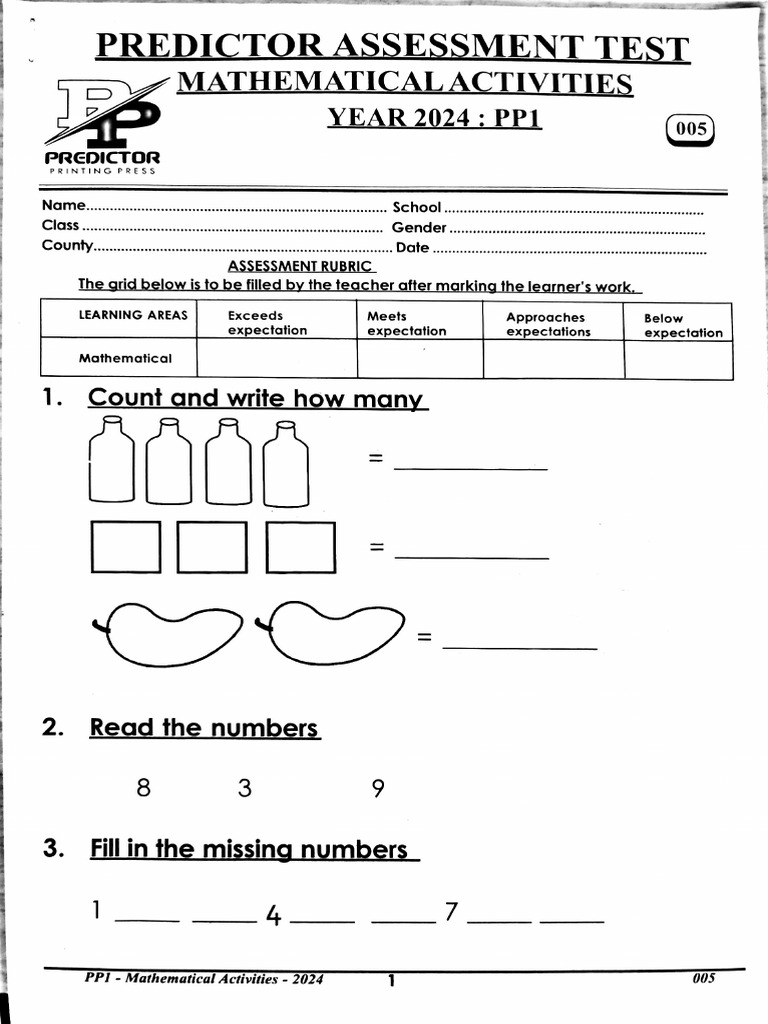 PP1 005 Predictor Assessment Test All Subjects PDF | PDF