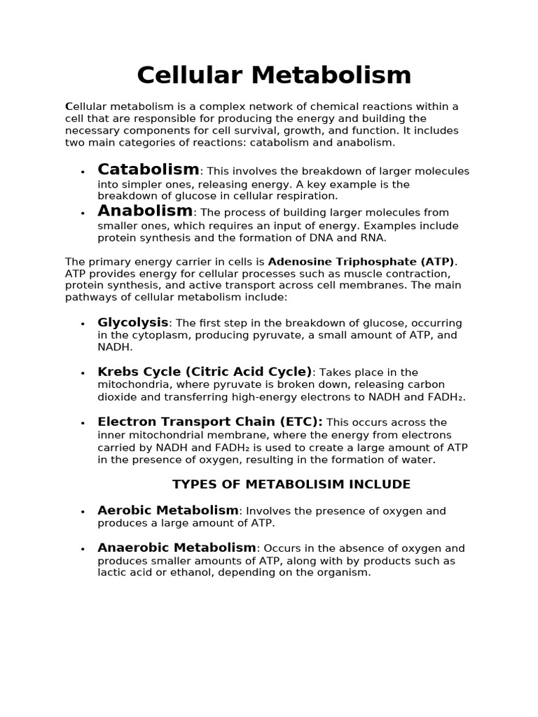 Cellular Metabolism, Photosynthesis and Chemosynthesis | PDF | Cellular ...