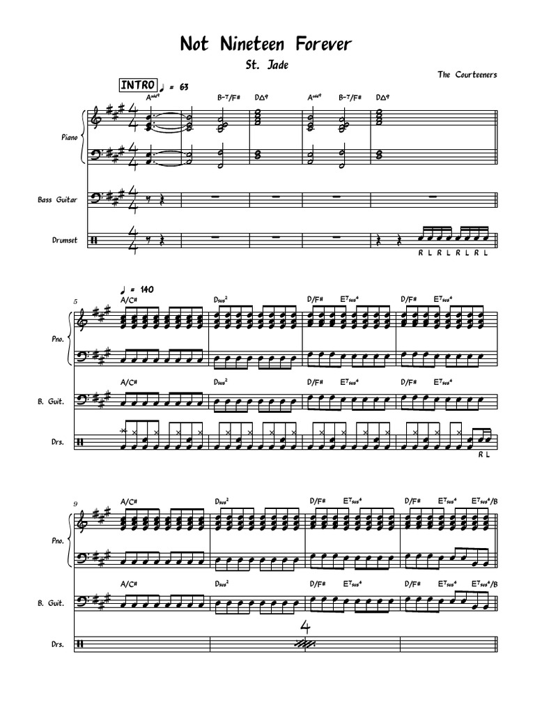 Not Nineteen Forever - The Courteeners (Score) | PDF | Sound Recording ...