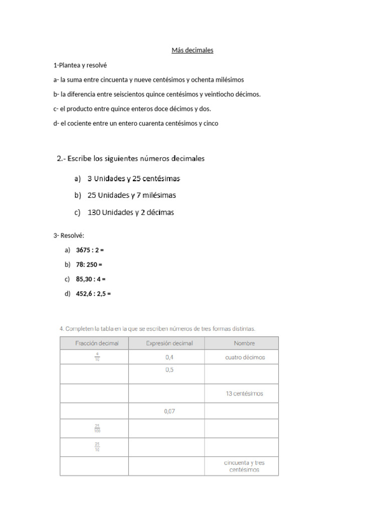 Operaciones con Decimales y Resultados | PDF